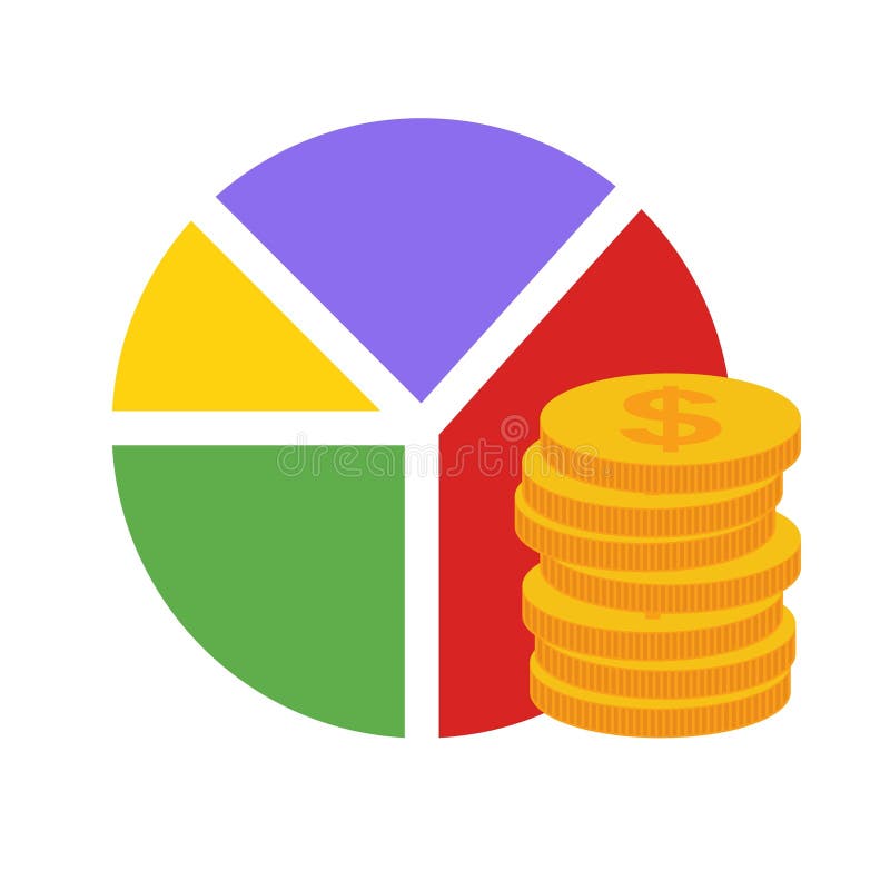 Budgeting Expense Tracking with Stack of Gold Coins Stock Illustration ...