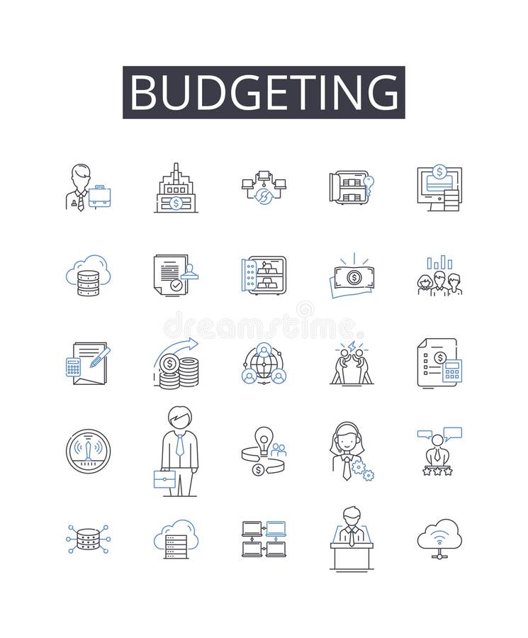 Budgeting Line Icons Collection. Technology, Analytics, Data, Security ...