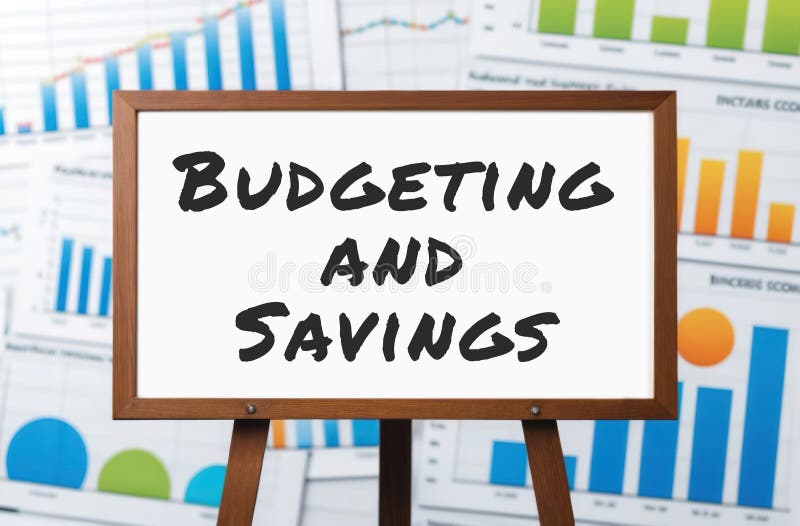 Budgeting & Savings Word Phrase Text on Economic Theme Background Stock ...