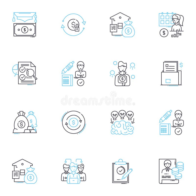 Budgeting Strategy Linear Icons Set. Allocation, Frugal, Planning ...