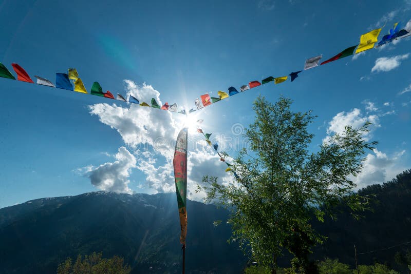 Budhist Flags in the Mountains Near Hamta Stock Photo - Image of ...