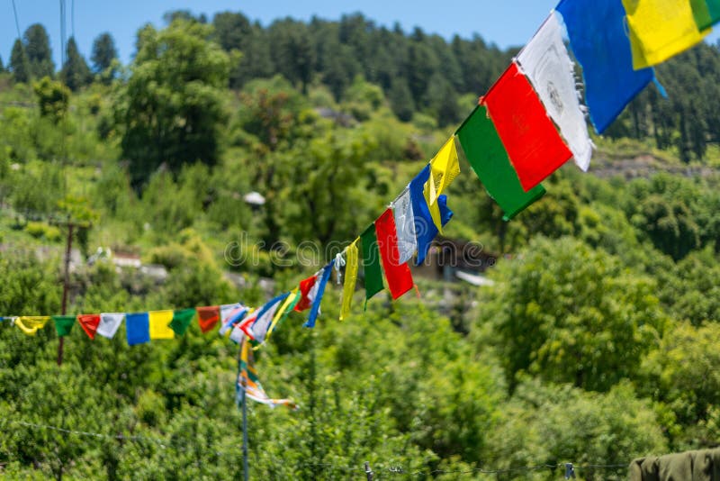 Budhist Flags in the Mountains Near Hamta Stock Photo - Image of ...