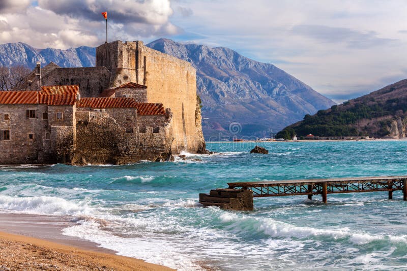 Budva-2 stock photo. Image of water, ancient, beach, tower - 49841886
