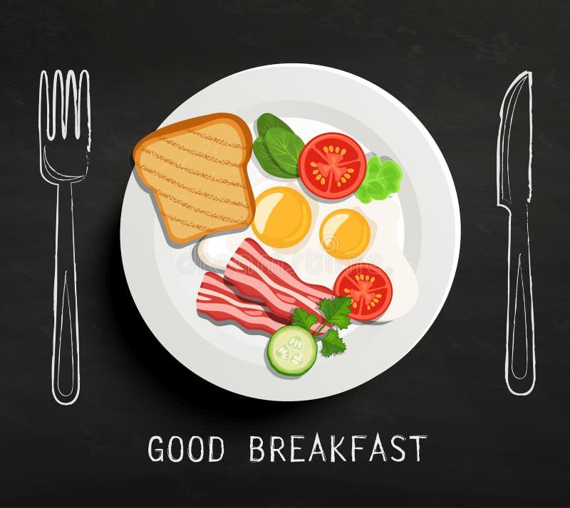 Buen desayuno, vector ilustración del vector. Ilustración de alimento ...