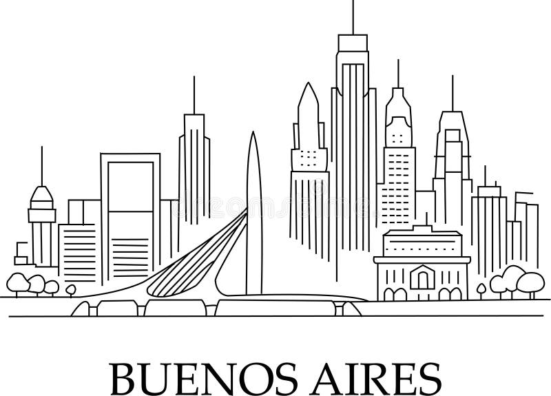 Buenos Aires City Line Draw Free Vector Stock Illustration ...
