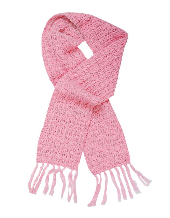 Bufanda Rosada Tejida Con Las Franjas En El Fondo Blanco Foto de ...