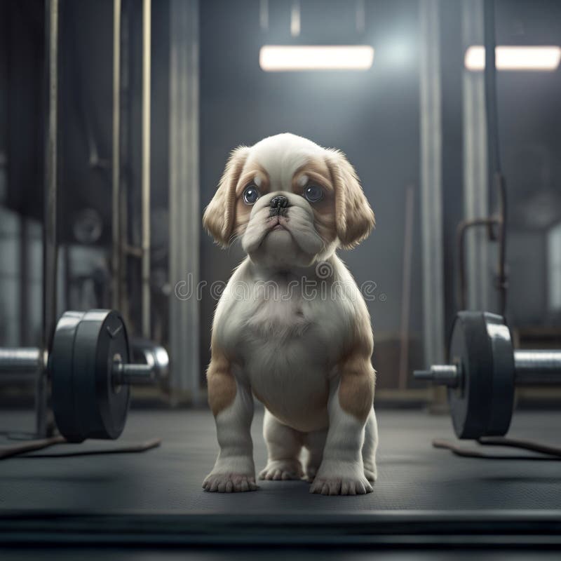 A buff Puppy at the Gym stock illustration. Illustration of health ...