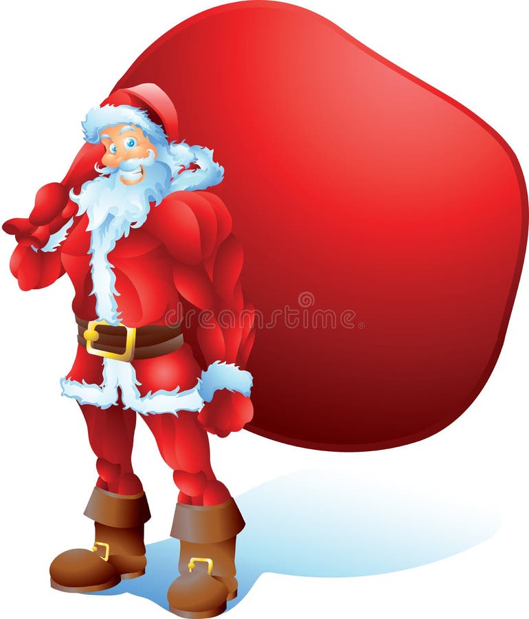 Buff Santa with Text Space Bag Stock Illustration - Illustration of ...