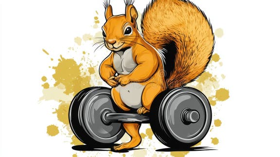 Buff Squirrel Lifting Weights Stock Illustration - Illustration of ...
