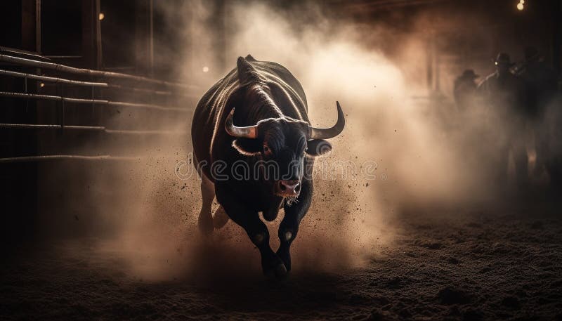 Buffalo Charges through Dusty African Meadow at Sunset, Furious ...