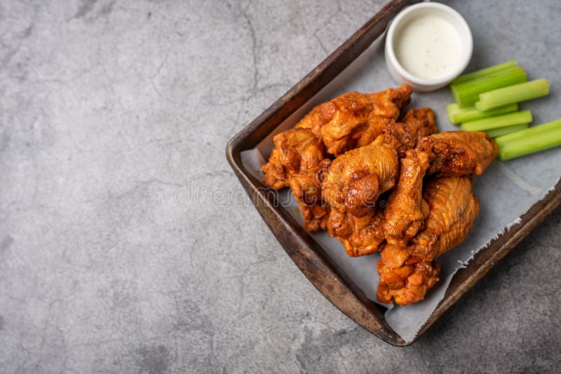 Buffalo Chicken Wings with Celery and Dip Stock Image - Image of ranch ...