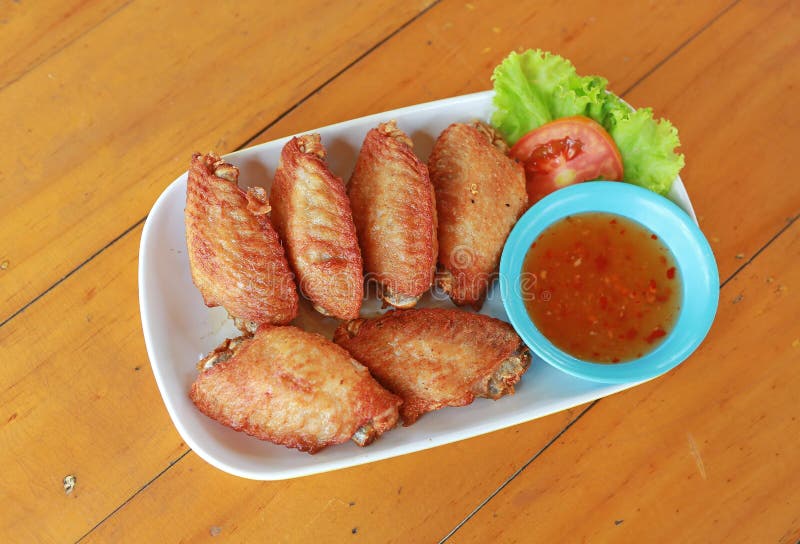 Buffalo Chicken Wings with Sticky Rice Stock Image - Image of deep ...