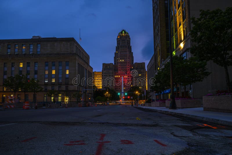 Buffalo City at Night editorial photography. Image of street - 260065502