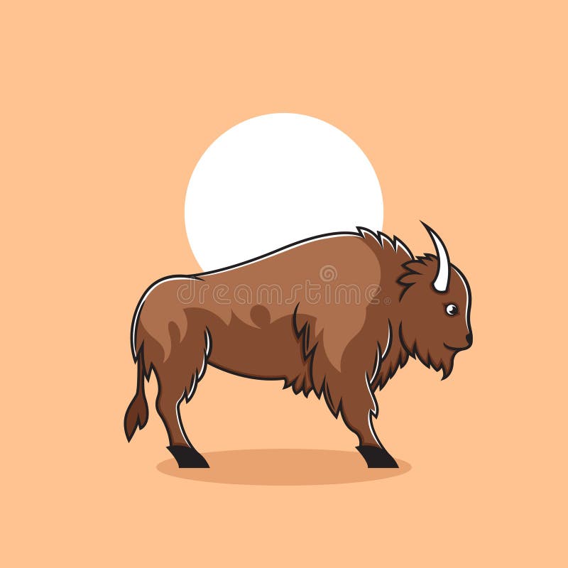 Buffalo Clipart. Flat Vector Illustration Stock Vector - Illustration ...