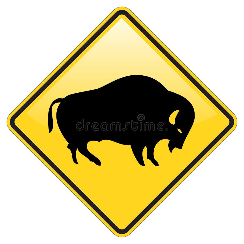 Buffalo crossing warning stock vector. Illustration of safety - 8777651