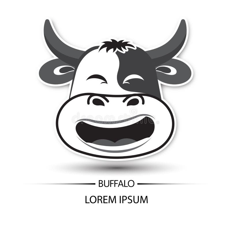 Buffalo Face Laugh Logo and White Background Stock Illustration ...