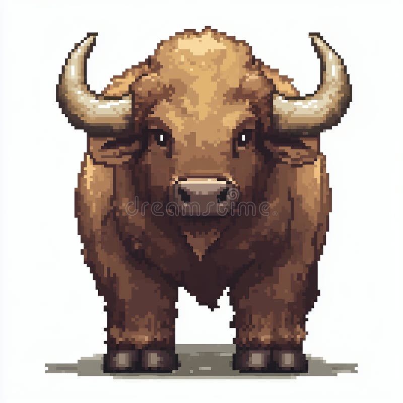 Buffalo Face Pixel Art stock illustration. Illustration of large ...