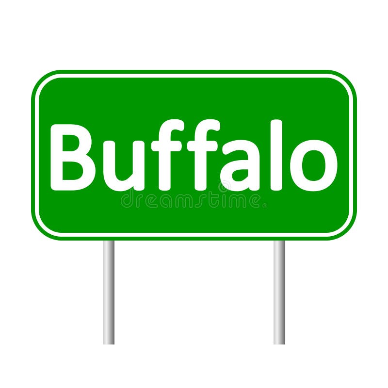 Buffalo green road sign. stock illustration. Illustration of green ...