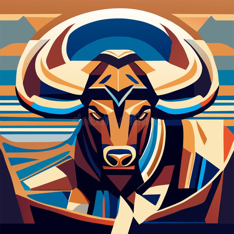 Buffalo Head in Abstract Style. Vector Illustration for Your Design ...