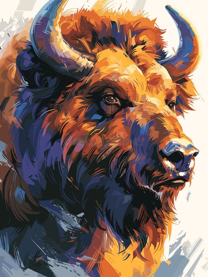 Bison Face Illustration