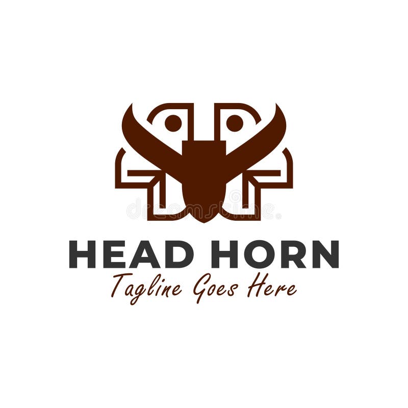 Buffalo horn head logo stock vector. Illustration of horned - 329575555