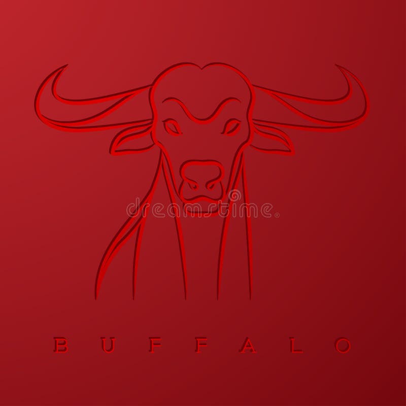 Buffalo Illustration Line Art Debossed Design Stock Vector ...