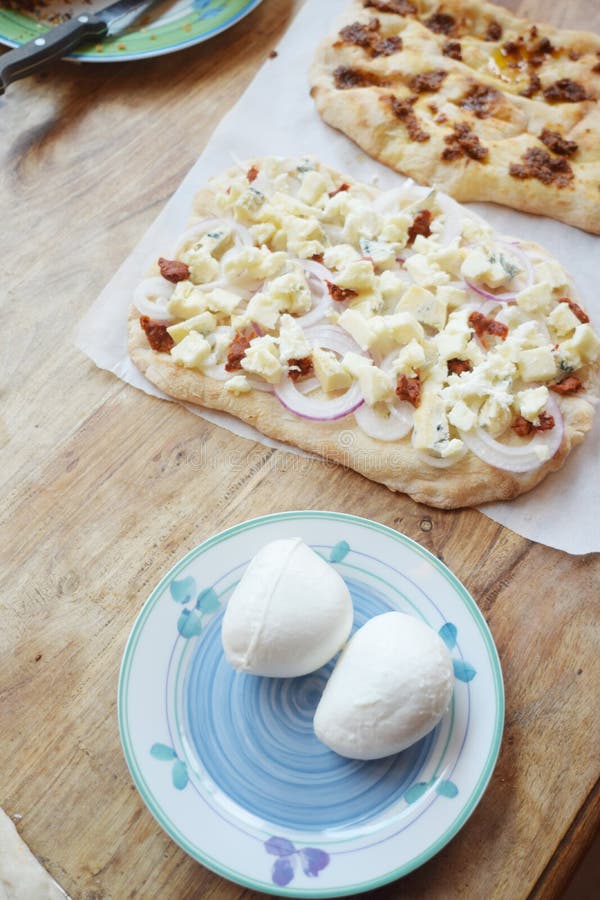 Buffalo Mozzarella and Pinsa Stock Image - Image of mozzarella ...