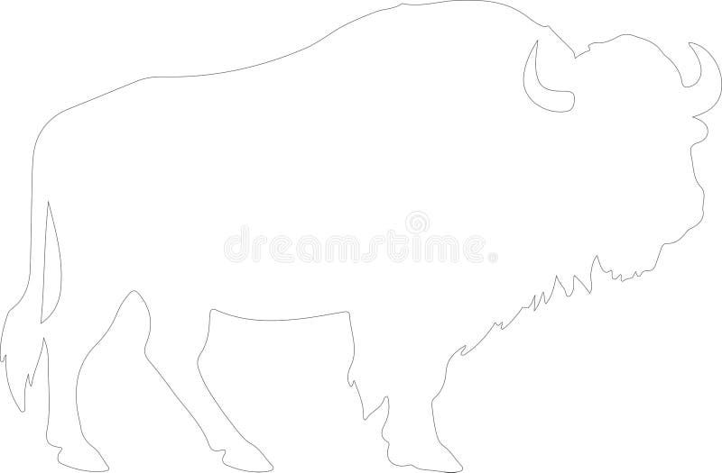 Buffalo Outline Silhouette Generative Ai Stock Vector - Illustration of ...
