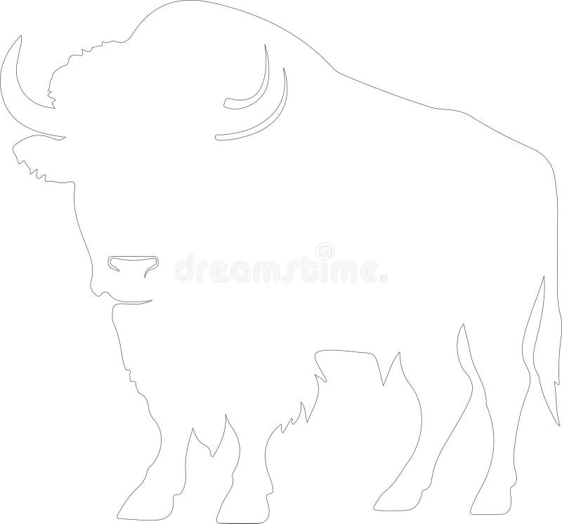 Buffalo Outline Silhouette Generative Ai Stock Vector - Illustration of ...