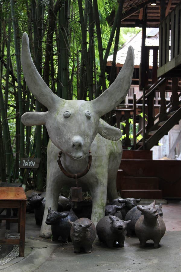 Buffalo Statue Decorated in House Stock Image - Image of doll ...
