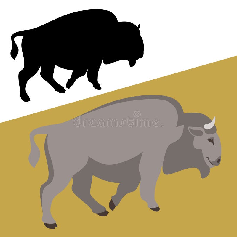 Buffalo Vector Illustration Flat Style Silhouette Black Profile Stock ...