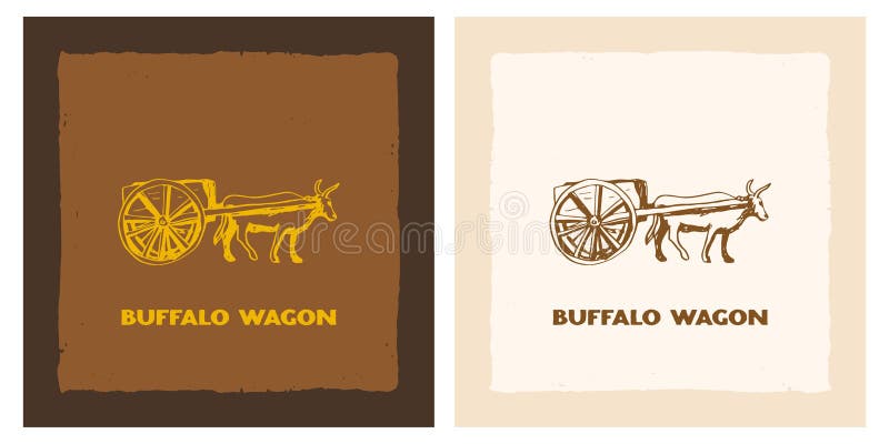 Buffalo Wagon Western Rough Icon Logo Stock Vector - Illustration of ...