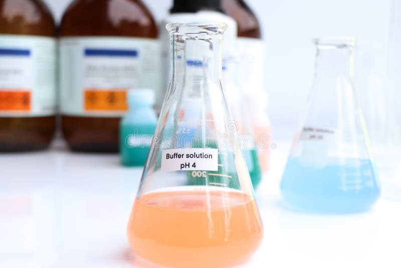 Buffer Solution in Glass, Chemical in the Laboratory and Industry Stock ...