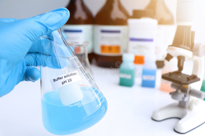 Buffer Solution in Glass, Chemical in the Laboratory and Industry Stock ...