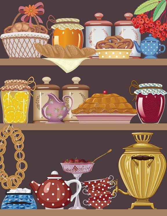 Buffet stock vector. Illustration of dessert, colored - 22684106