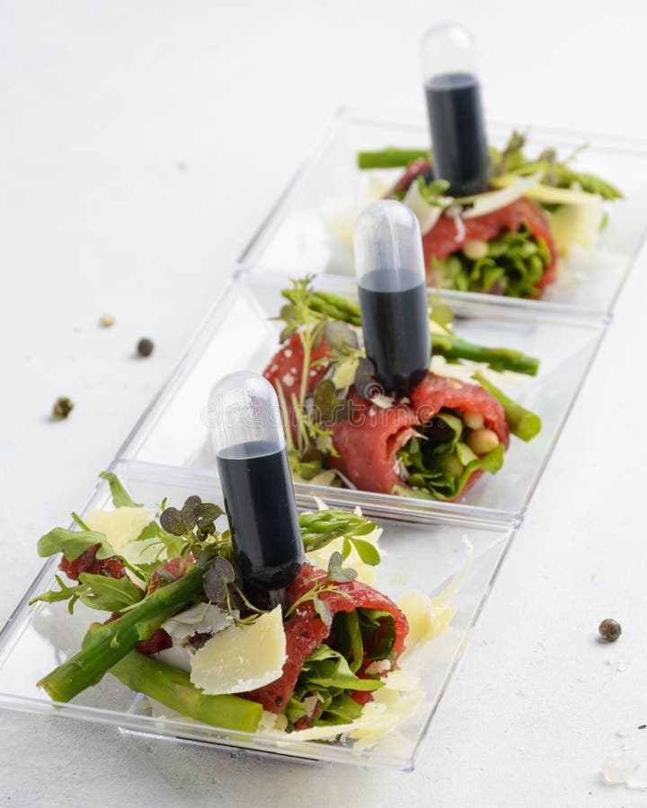 Buffet Appetizer with Beef and Parmesan Stock Image - Image of chives ...