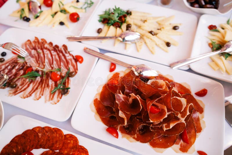 Buffet Appetizers Gourmet Top View Stock Image - Image of bacon, cuts ...