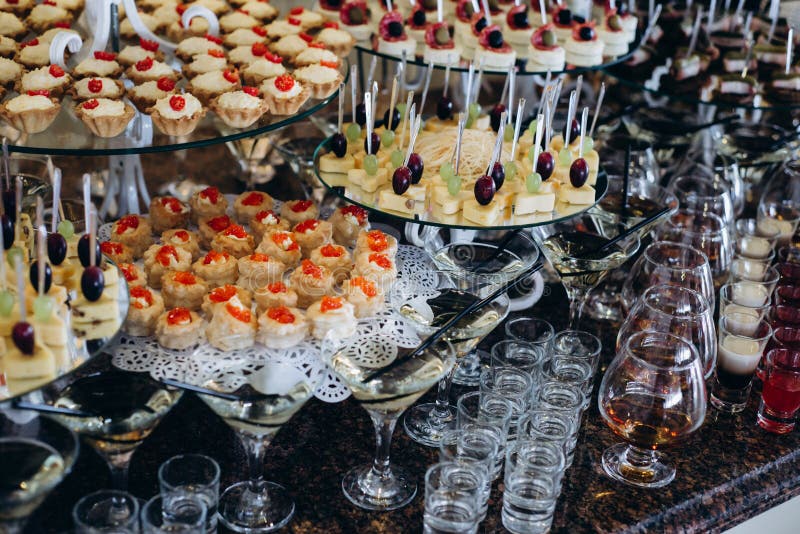 Buffet Breakfast with Alcohol and Refreshments Stock Photo - Image of ...