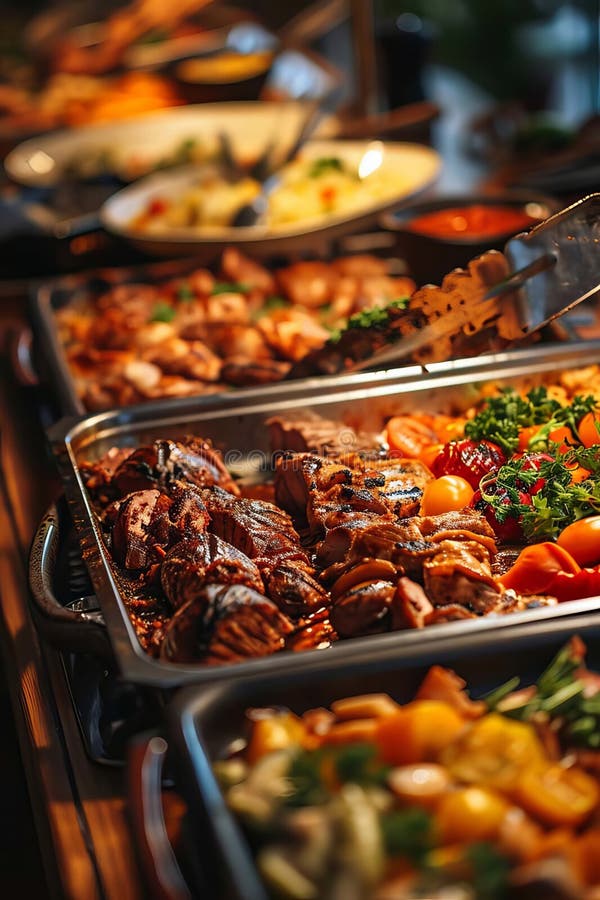 Buffet with Different Food. Selective Focus Stock Illustration ...