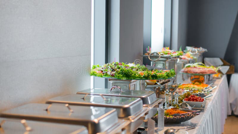 Buffet Dishes are on the Table Stock Image - Image of lunch, meal ...