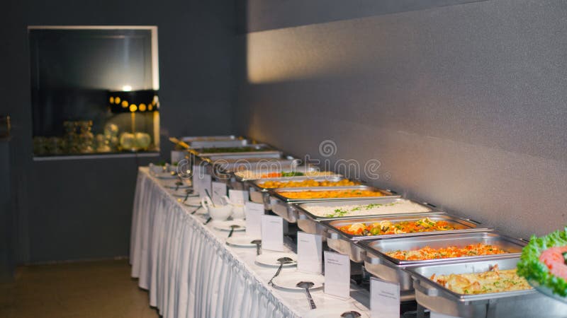Buffet Dishes are on the Table Stock Photo - Image of cuisine, fast ...
