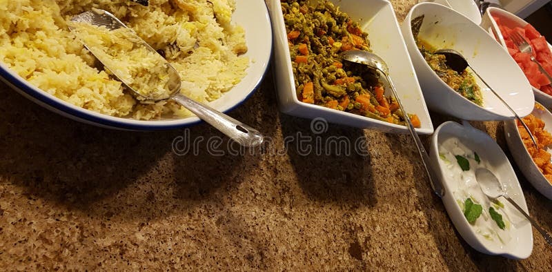 Buffet display for dinner stock photo. Image of server - 187812882