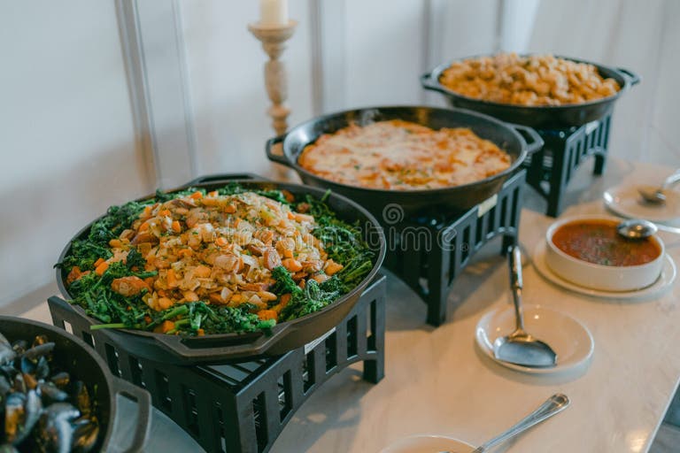 Buffet Display Featuring Various Gourmet Dishes at a Restaurant Setting ...