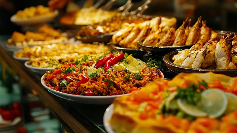 A Buffet Filled with Lots of Different Types of Food Stock Photo ...