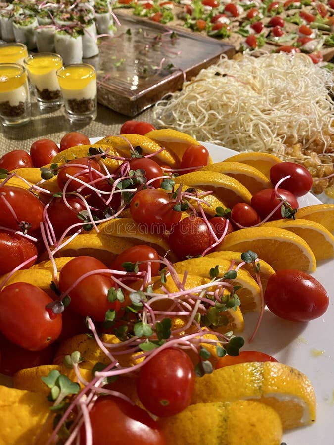Buffet with Fresh Fruit, String Cheese, Cakes, Beautifully Arranged ...