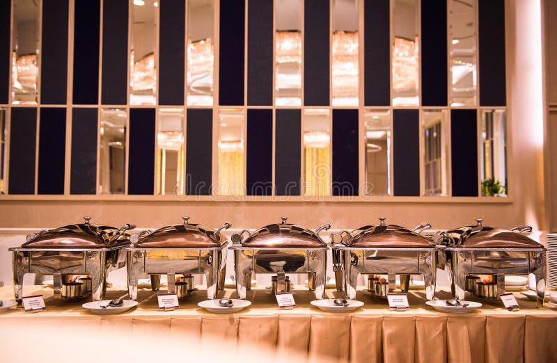 Buffet Heated Trays in the Line at Hotel Stock Photo - Image of dinner ...