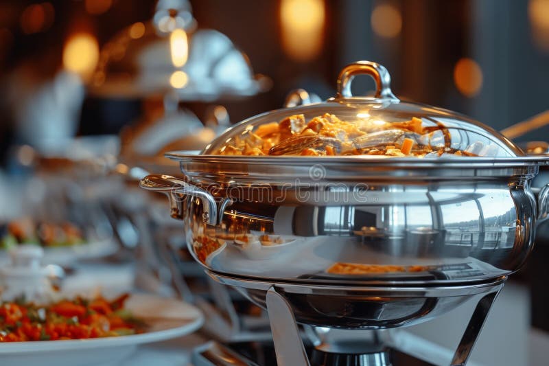 A Buffet of a Large Pot Filled with Food on Top, AI Stock Image - Image ...