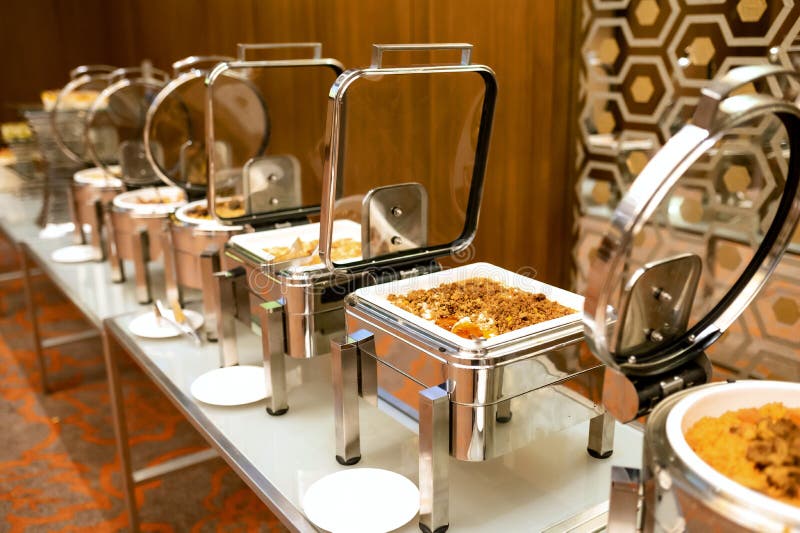 Buffet Line of Lunch and Dinner Stock Photo - Image of group, delicious ...