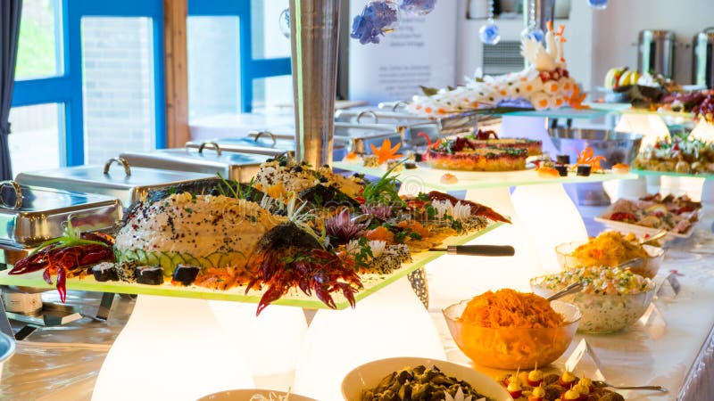 Buffet Line of Lunch and Dinner Stock Image - Image of restaurant ...