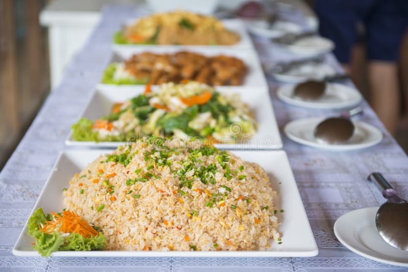 Buffet Line for Lunch in Restaurant Stock Image - Image of spoon, meat ...